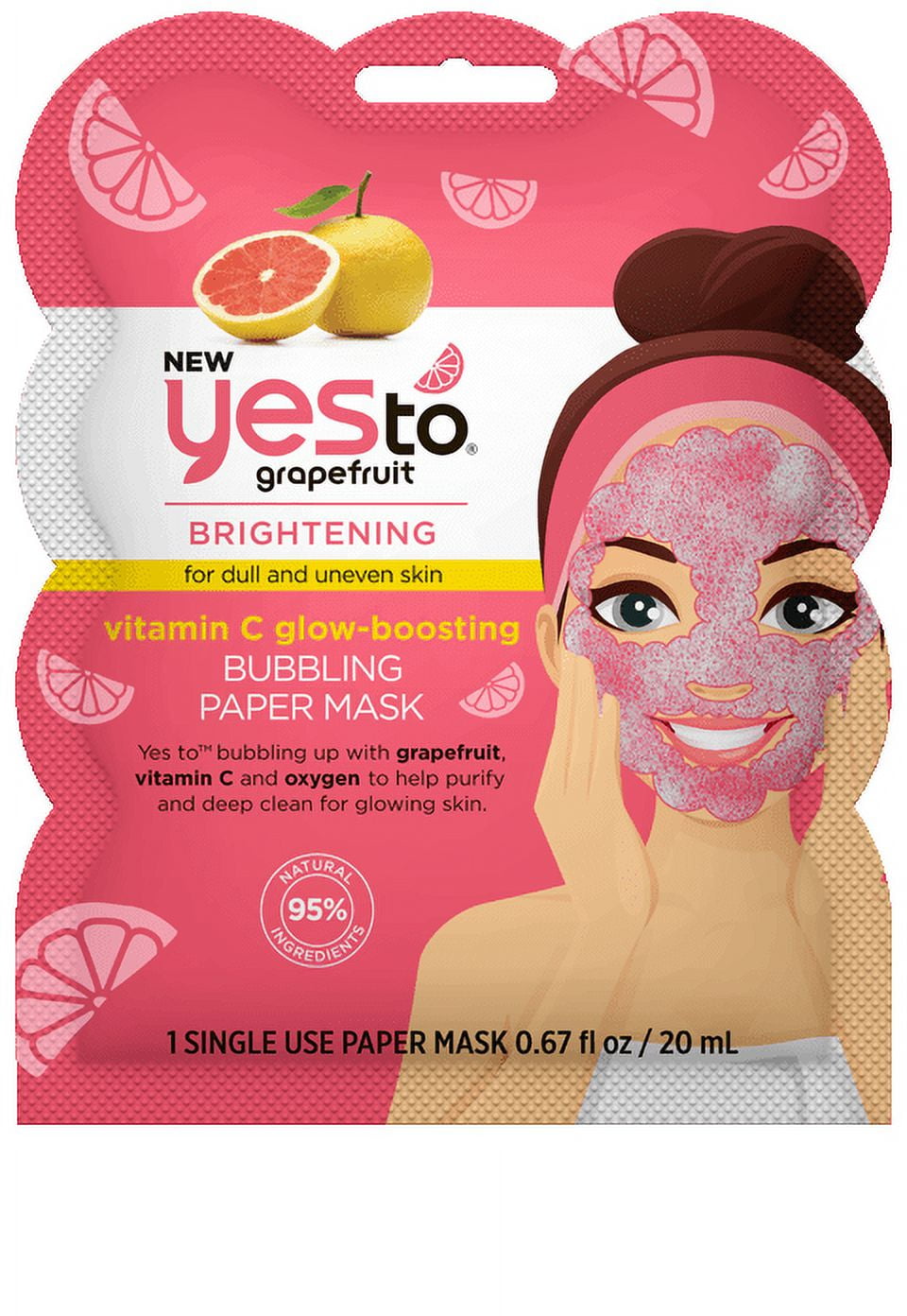 Yes To Beauty Facial Grapefruit Vitamin C Bubbling Face Mask, 0.67 Oz ...