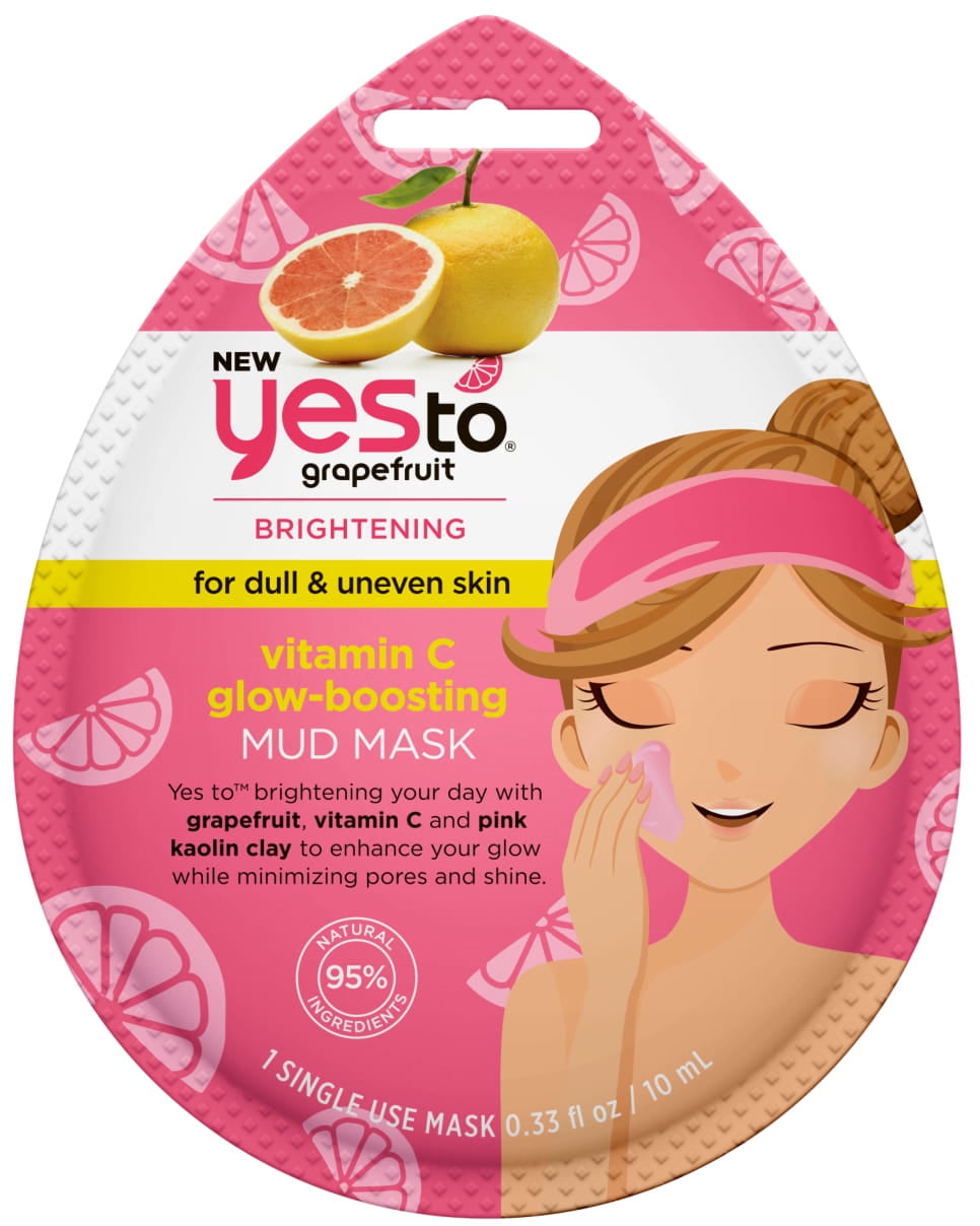 Yes To Grapefruit Mud Mask, Single Use Vitamin C Face Mask, 0.33 Oz ...