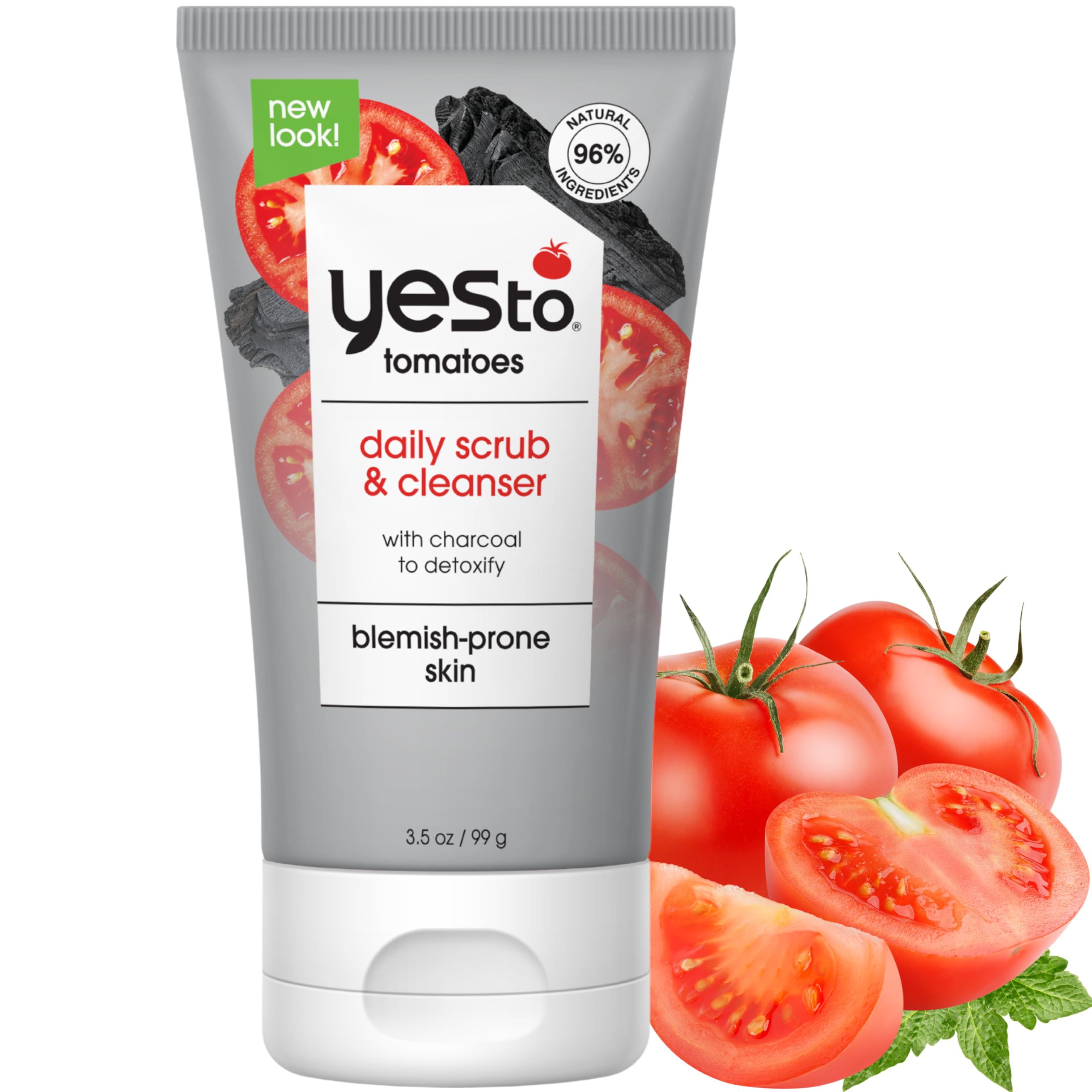 Yes To Tomatoes Clear DMF15 Skin Detoxifying Charcoal Deep Cleansing Scrub 3.5 Oz, For All Skin ...