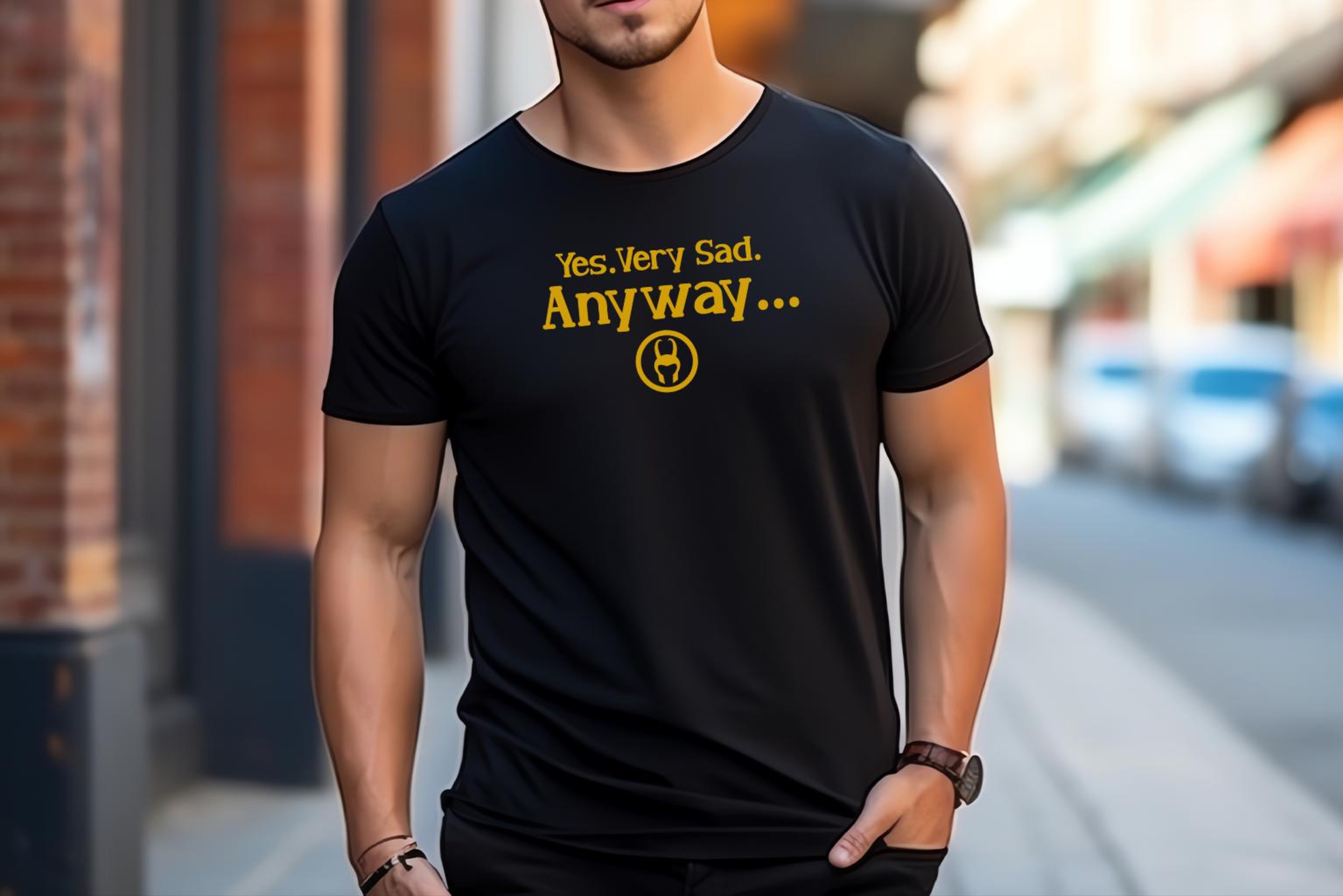 Yes. Very Sad. Anyway... | Loki Quote Shirt, Tv Show, Sylvie, Thor ...