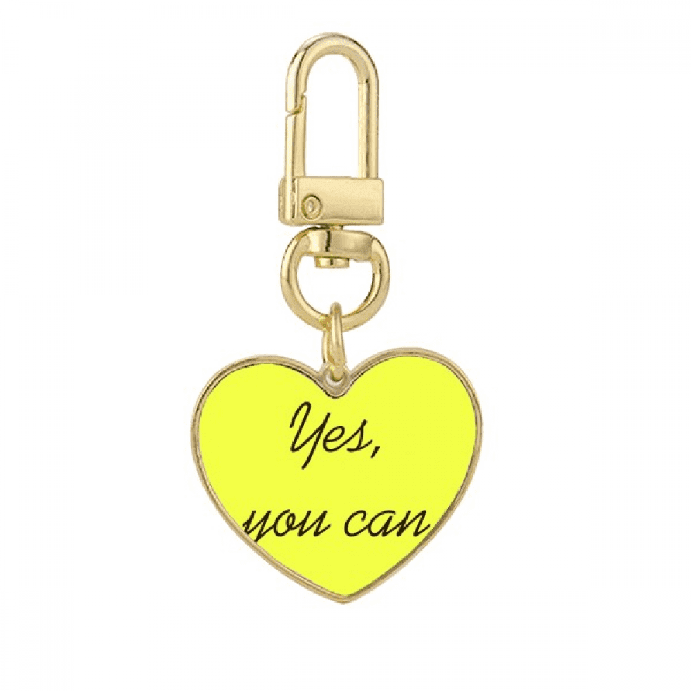 Yes You Can Inspirational Quote Sayings Gold Heart Keychain Metal ...