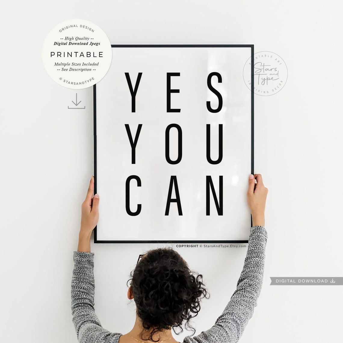 Yes You Can Motivational Fitness Quote Poster, Unframed Size 24x36 ...