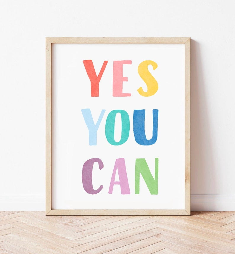 Yes You Can Poster Positive Thinking Kids Room Motivational ...