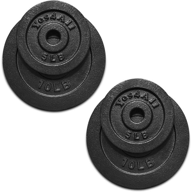 Yes4All 1.15 inch Cast Iron Weight Plates Set for Dumbbells, Standard ...