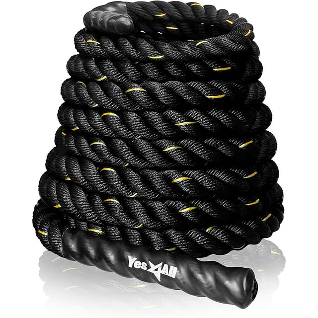 Yes4All 1.5 in Diameter Battle Rope, 50 ft Length Workout Rope, Poly ...