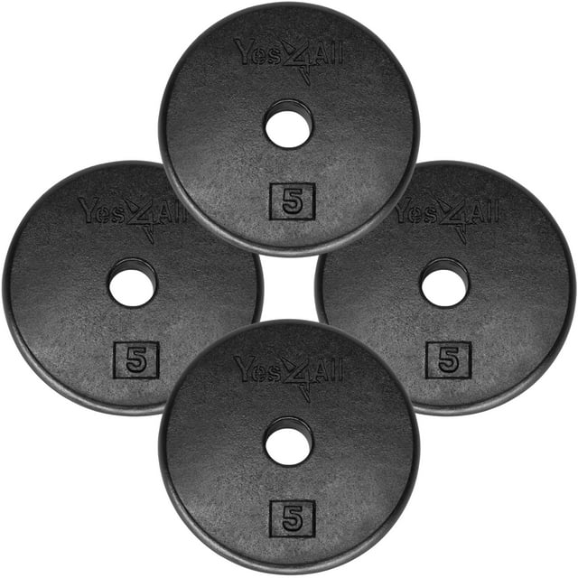 Yes4All 1'' Standard Weight Plate with Cast Iron, 20LB Set (4 x 5LB ...