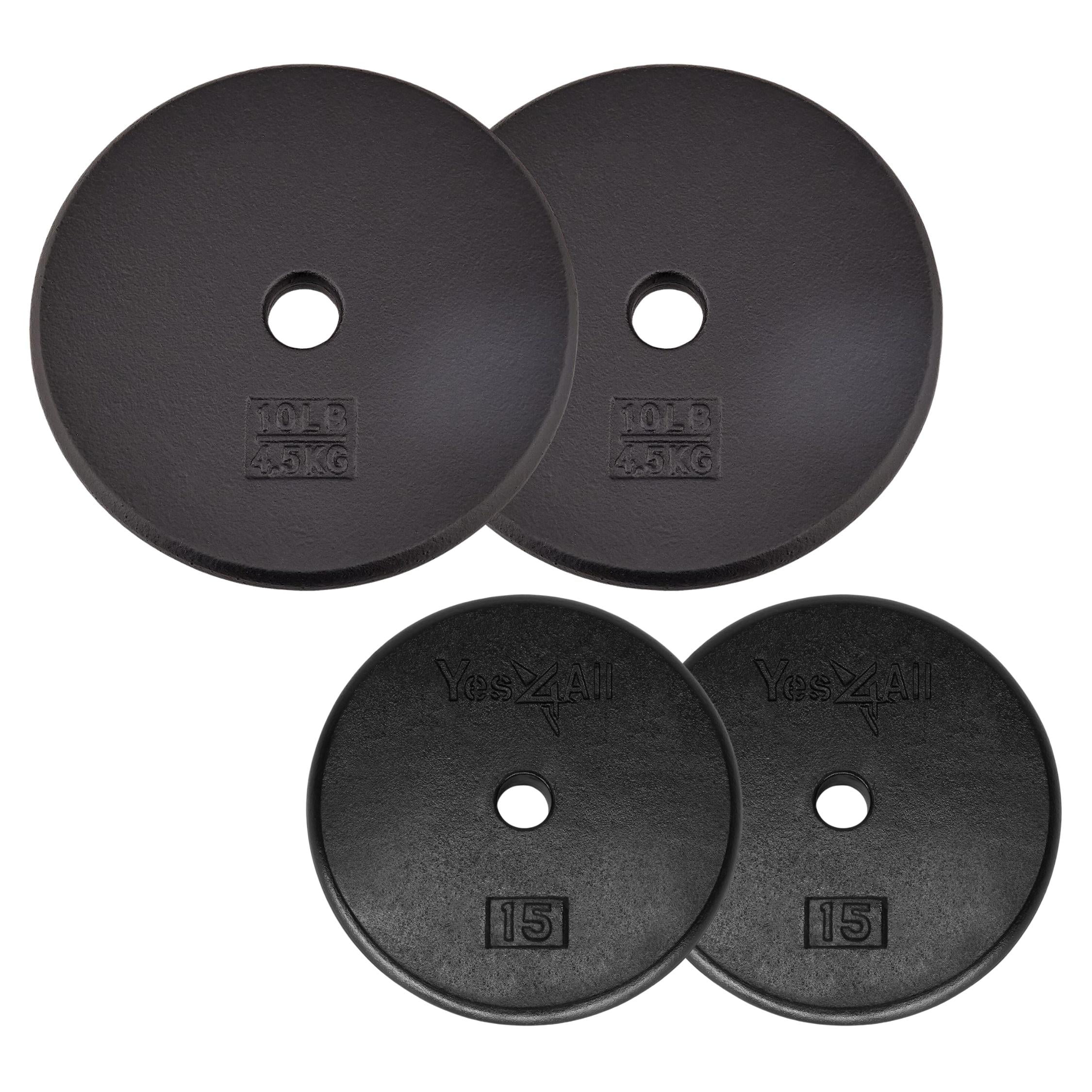 Yes4All Standard Weight Plate Set, Rust-Resistant, Black, 50LB (2x10 ...