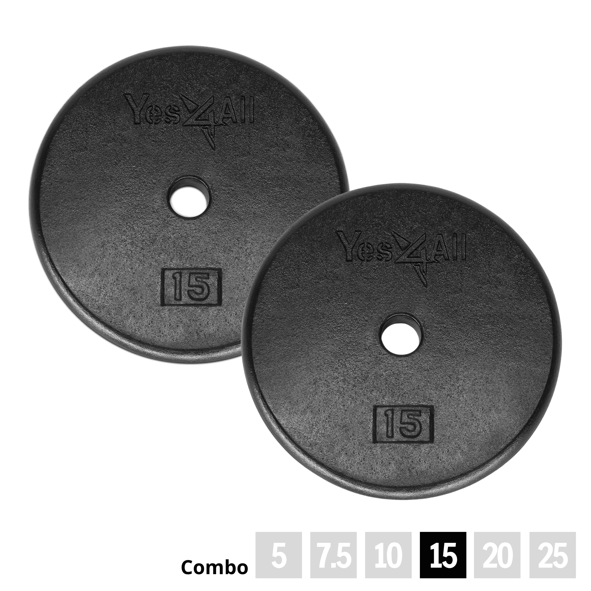 Yes4All 1-inch Durable Cast Iron Weight Plates for Lifting & Dumbbells ...