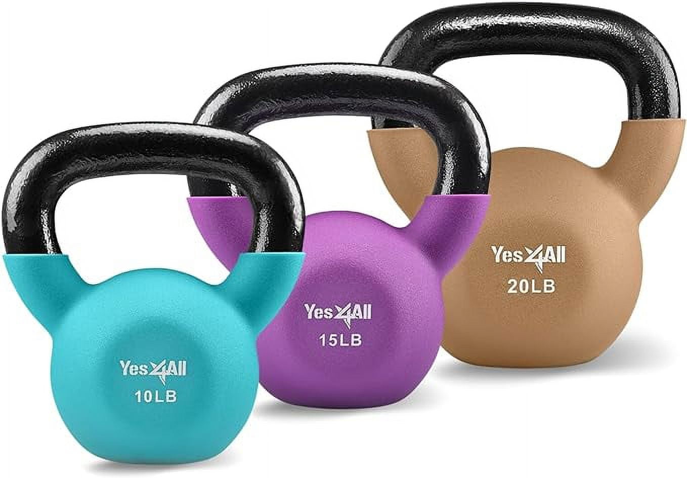 Yes4All 10 15 20 lbs Neoprene Coated Training Kettlebell, Multicolor - Walmart.com