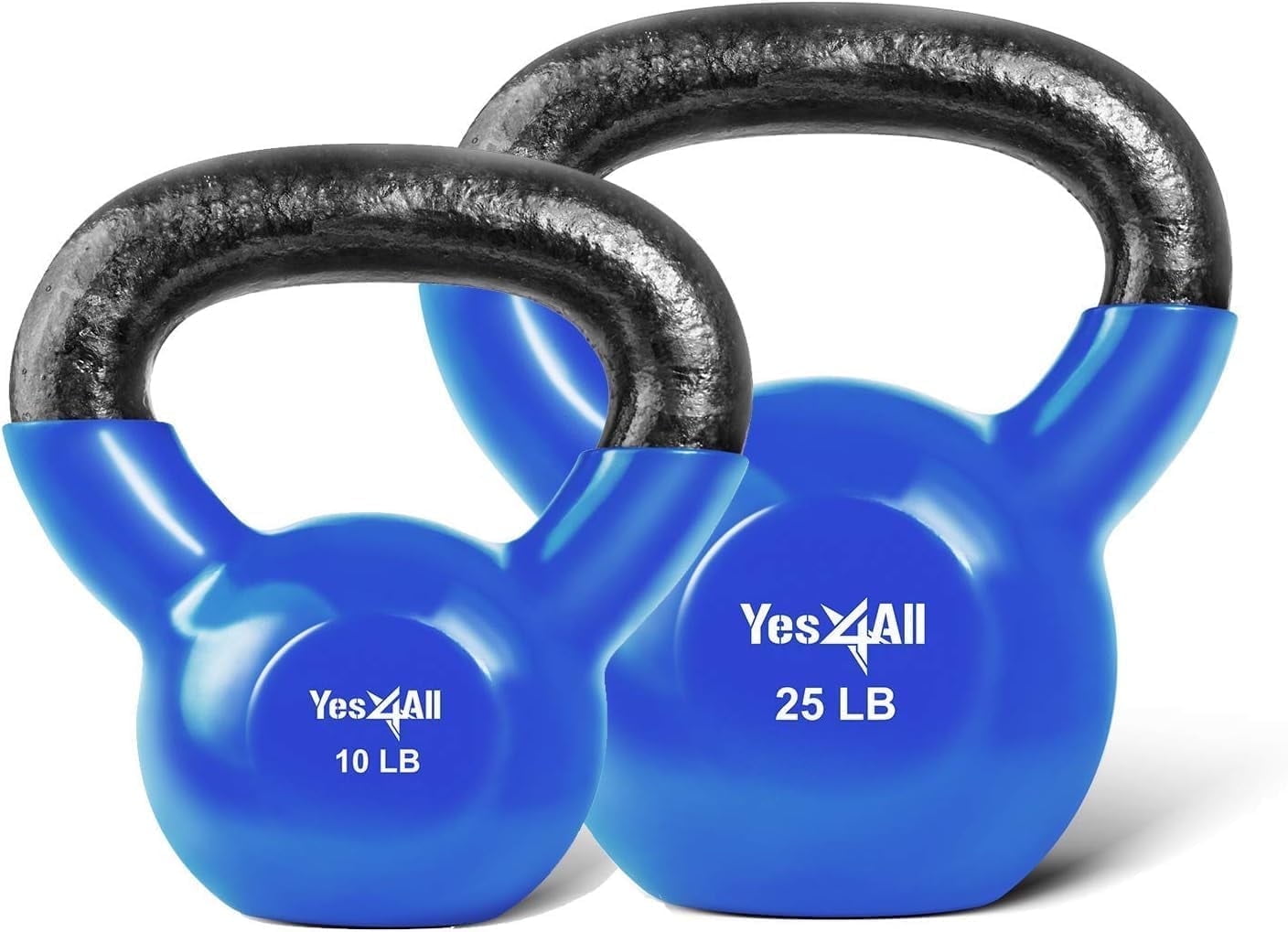Yes4All 10, 25 lbs Kettlebell Vinyl Coated Cast Iron – Great for Dumbbell Weights Exercises ...