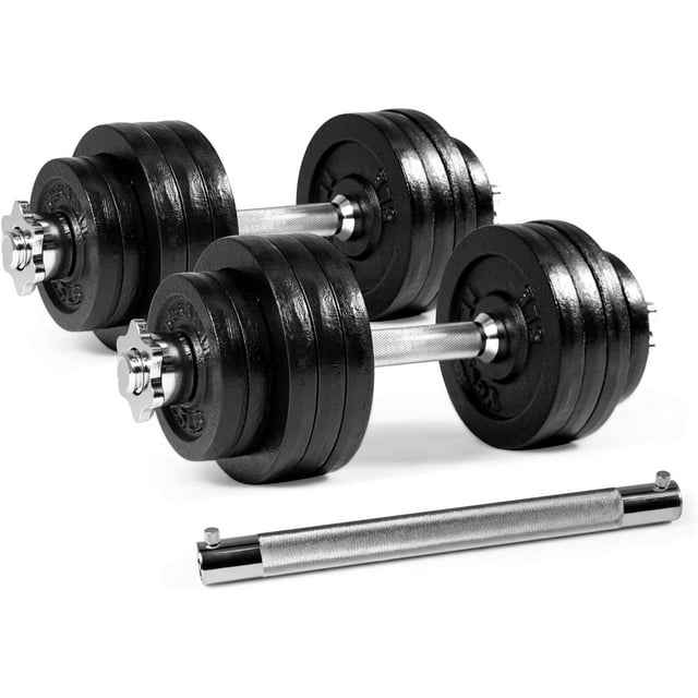 Yes4All Adjustable Iron Weight Dumbbell Set with Barbell Connector, 100 ...