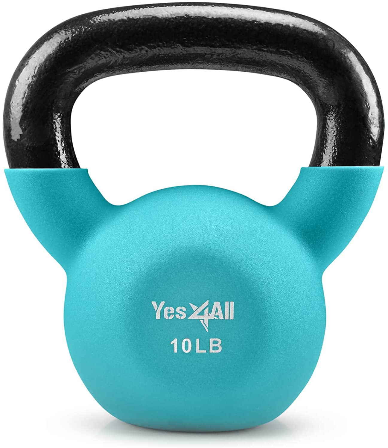 Yes4All Premium 10lb Kettlebell Coated, Non-Slip Grip, Durable, Indoor & Outdoor Use, Peacock ...