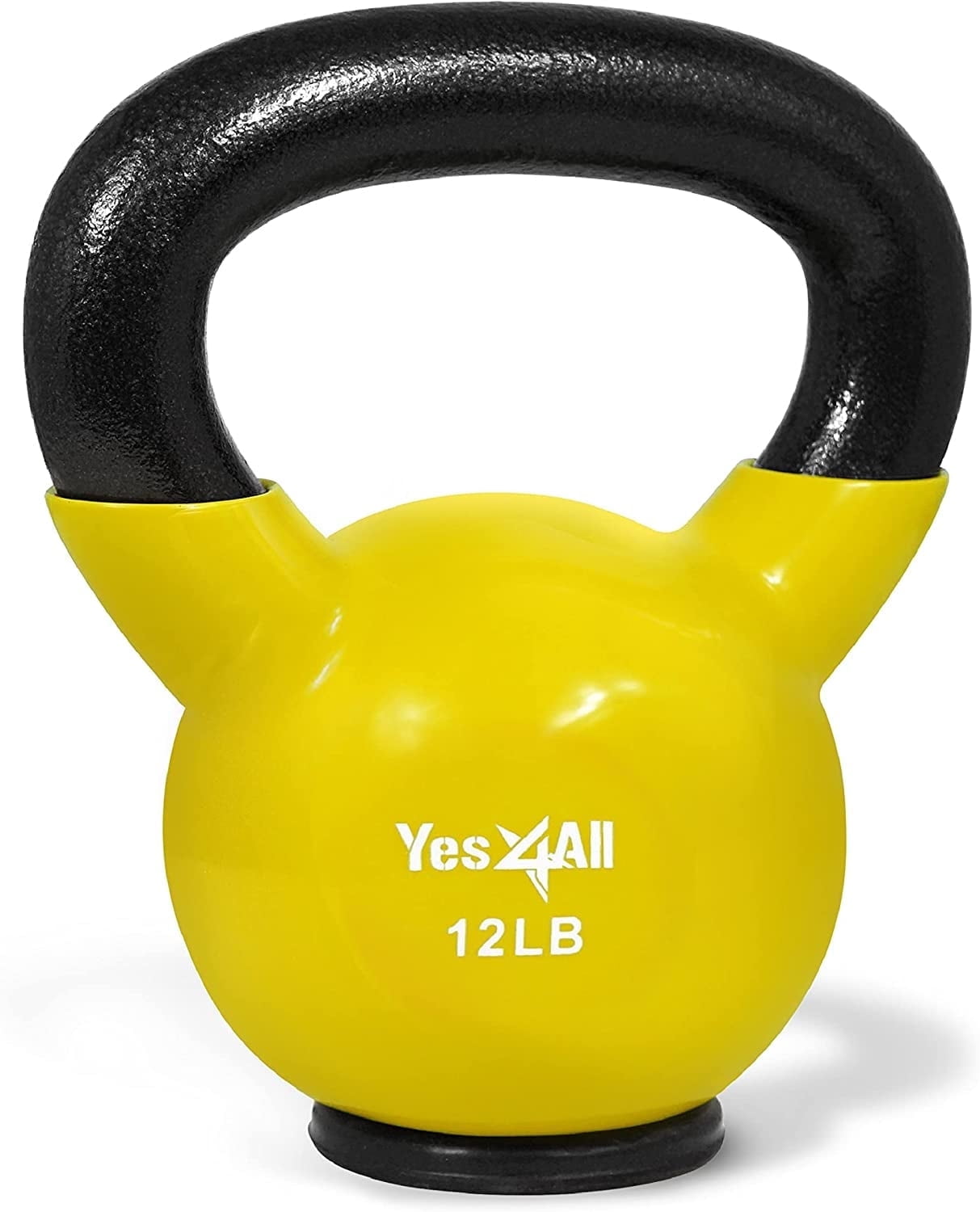 Yes4All 12lb Vinyl Coated / PVC Kettlebell with Rubber Base, Yellow ...