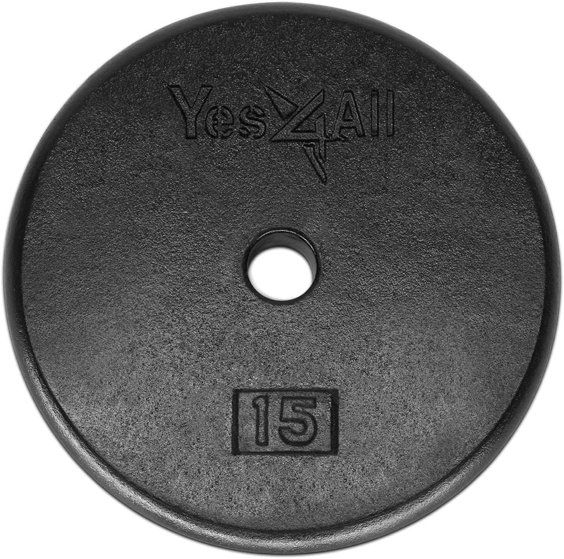 Yes4All 15 lbs Standard Weight Plates, 1 inch Cast Iron Weight Plates ...