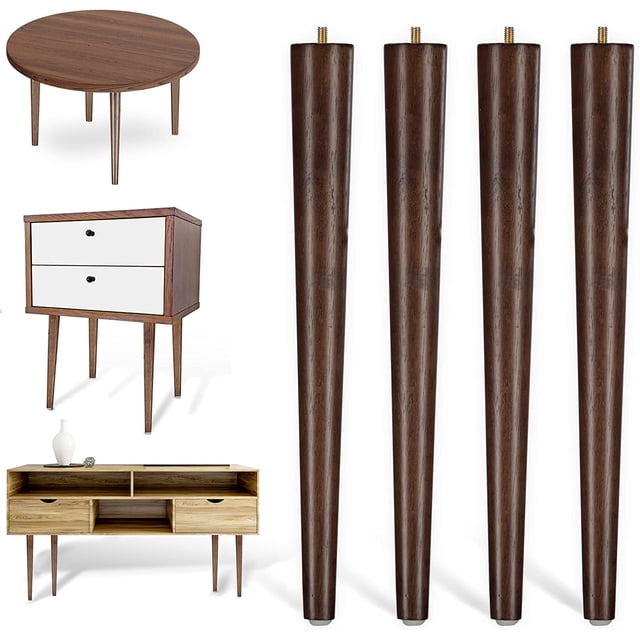 16 in Round Wood Furniture Legs, Coffee Table, Desk Legs, Easy Install ...