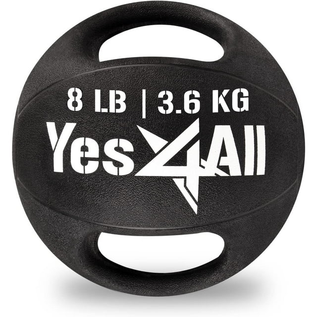 Yes4All 20LB Medicine Ball Dual Grip/Exercise Weighted Ball with ...