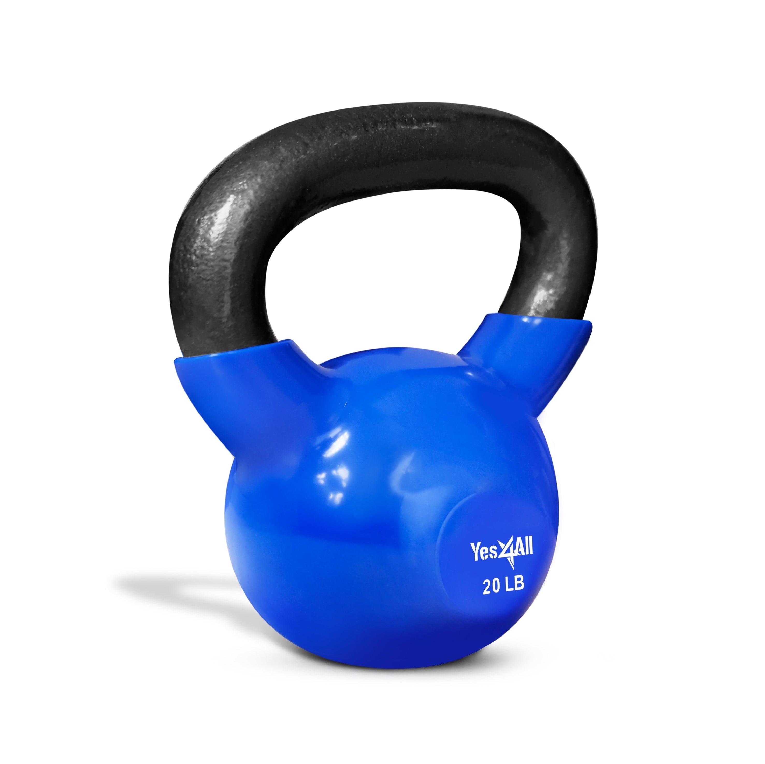 Yes4All 20lb Vinyl Coated Cast Iron Kettlebells for Full Body Workouts, Strength Training, Push ...