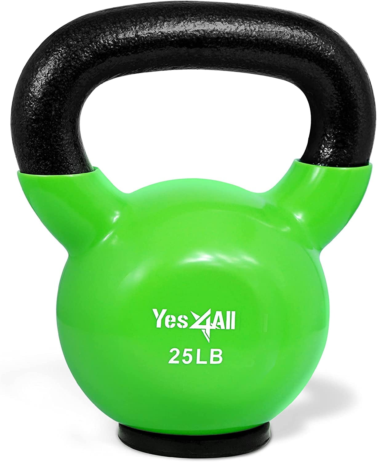 Yes4All 25lb Vinyl Coated / PVC Kettlebell with Rubber Base, Green, Single - Walmart.com