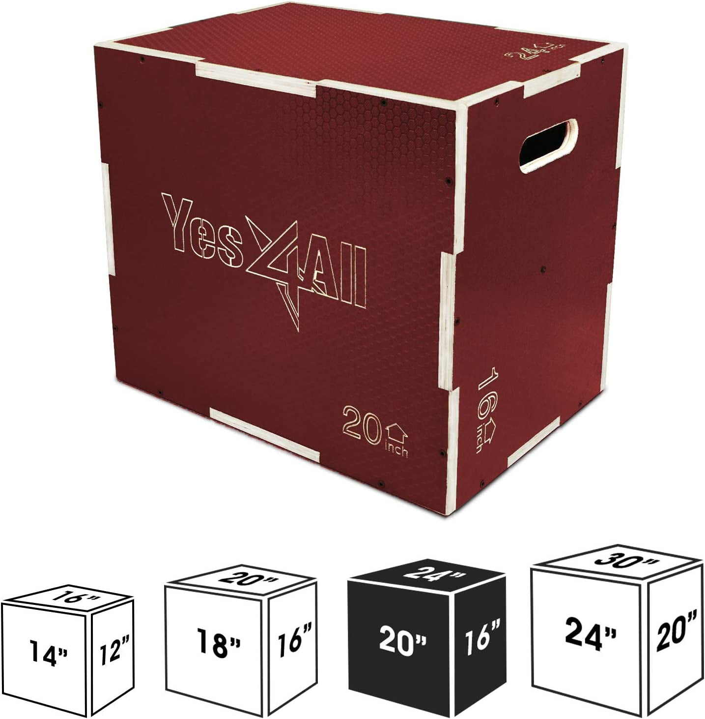 Yes4All 3-in-1 Wooden Plyo Box, Non Slip Surface with Hex Grip, Three ...