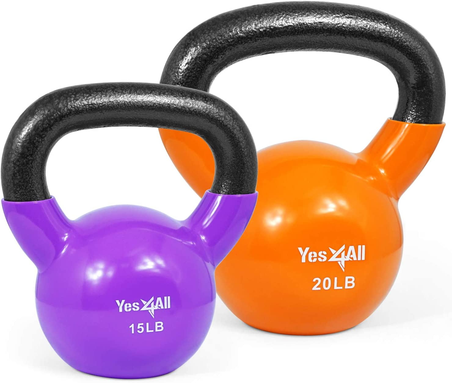 Yes4All 35 lb Vinyl Coated / PVC Kettlebell, Multicolor, Combo / Set, Includes 15-20lb - Walmart.com