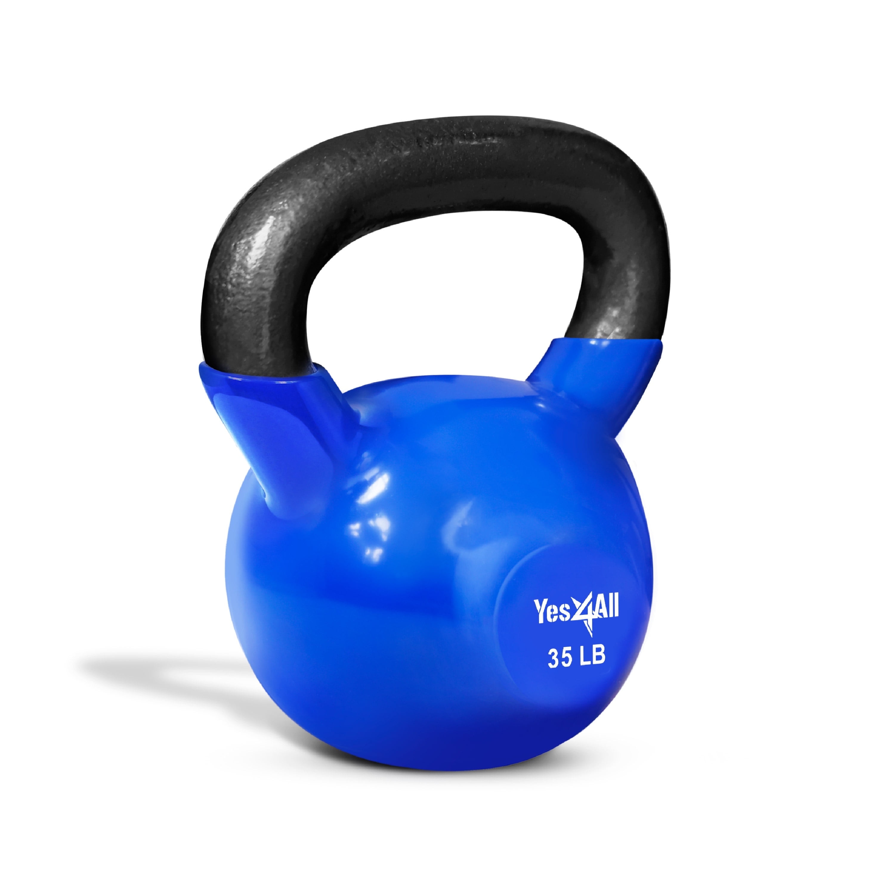 Yes4All 35lb Vinyl Coated Cast Iron Kettlebells for Full Body Workouts, Strength Training, Push ...