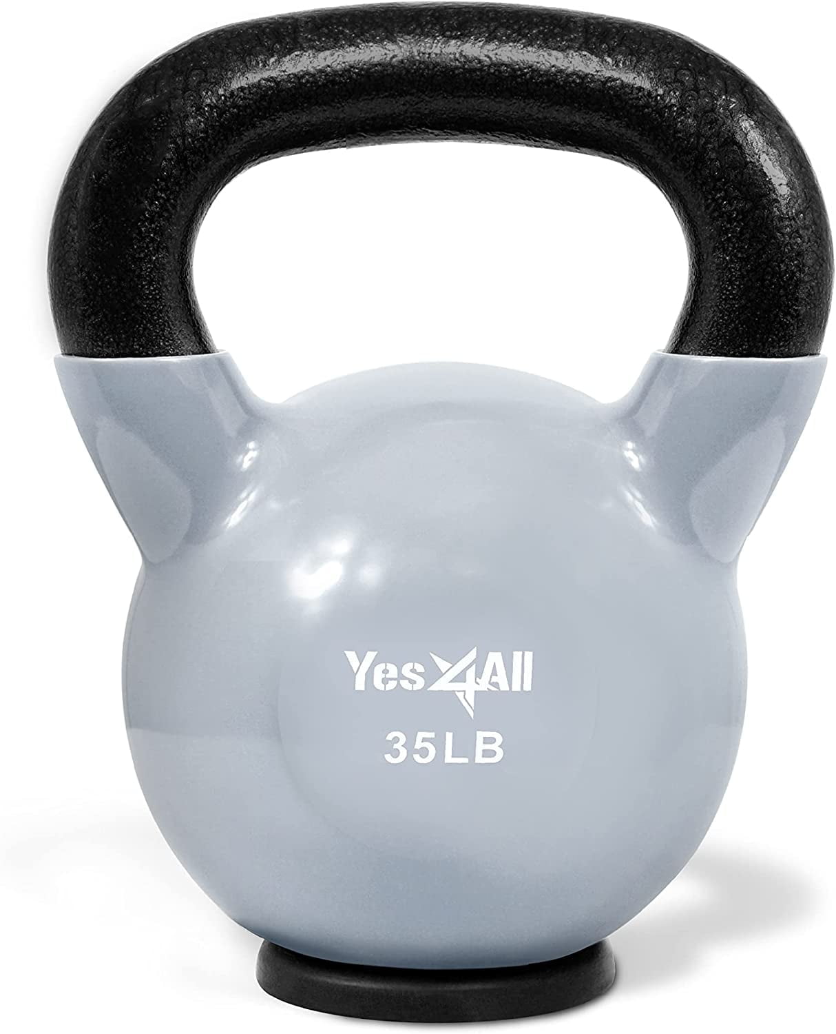 Yes4All 35lb Vinyl Coated / PVC Kettlebell with Rubber Base, Gray, Single - Walmart.com