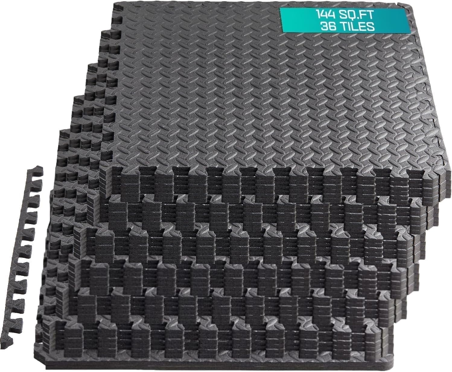 Yes4All 36 pcs Interlocking Exercise Foam Mats, Cover 144 sqft, 7/16 ...