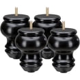 4.3 in Turned Round Wood Furniture Legs, Black, Concave Style, 4 Pack ...