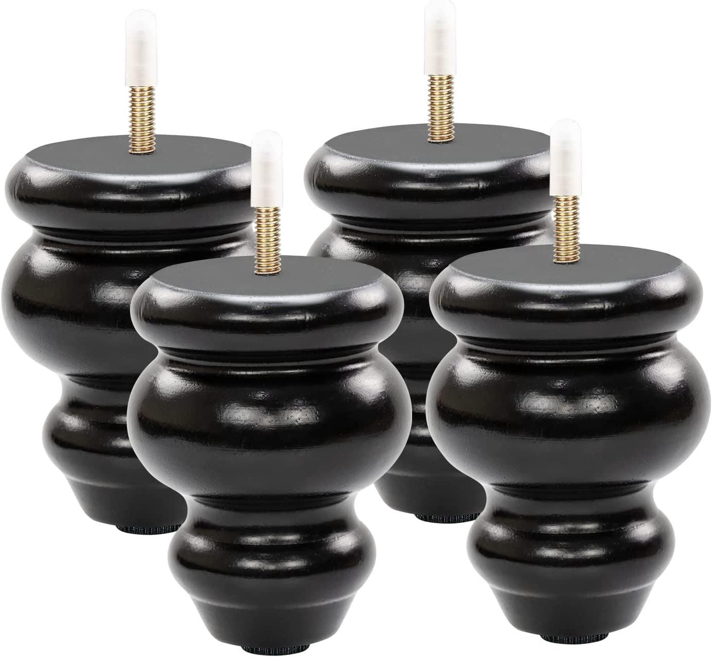 4.3 Inches Turned Round Wood Furniture Legs Set of 4 - Wooden ...