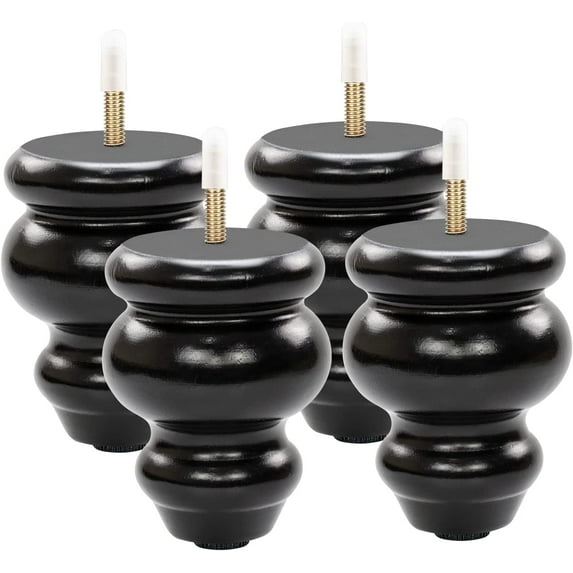 4.3 Inches Turned Round Wood Furniture Legs Set of 4 - Wooden ...