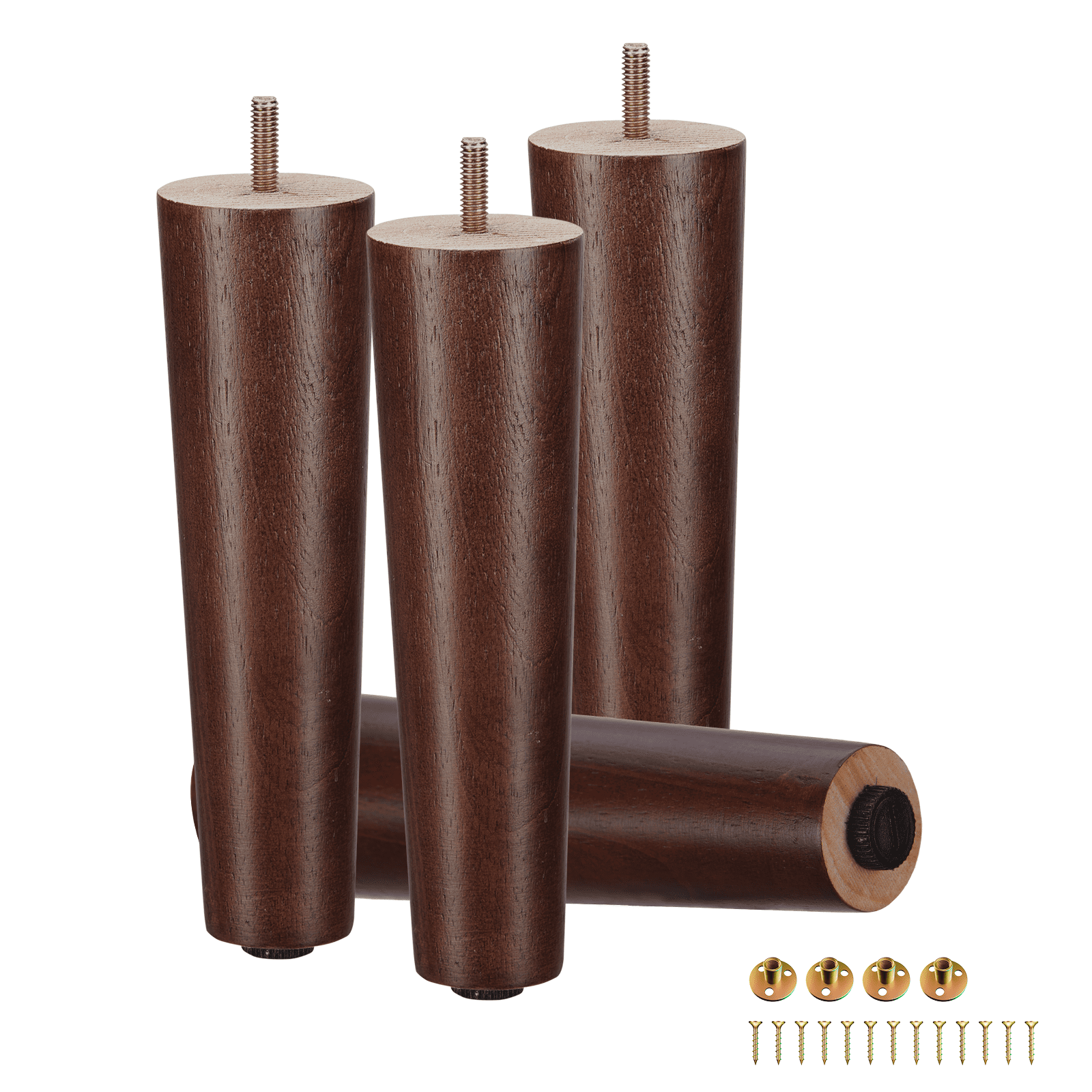 Yes4All 4Pcs of 8 Inches Round Solid Rubber Wood Furniture Legs with ...