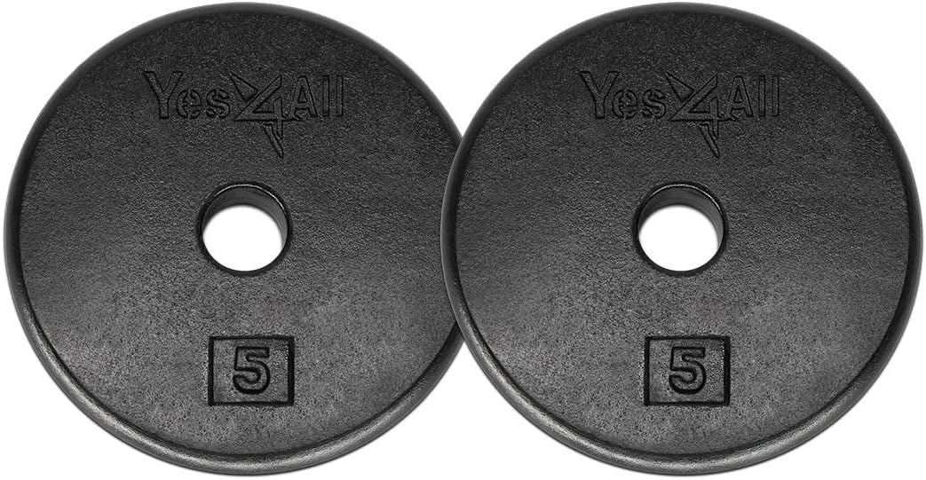 Yes4All 5 lbs Standard Weight Plates, 1 inch Cast Iron Weight Plates ...