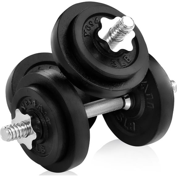 Yes4All Adjustable Dumbbells 50 lbs - Cast Iron Weight Set for Home ...