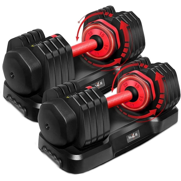 Renwick 4-90Lbs Quick Adjust Dumbbell Set for Home Gym, Set of 2, Black ...