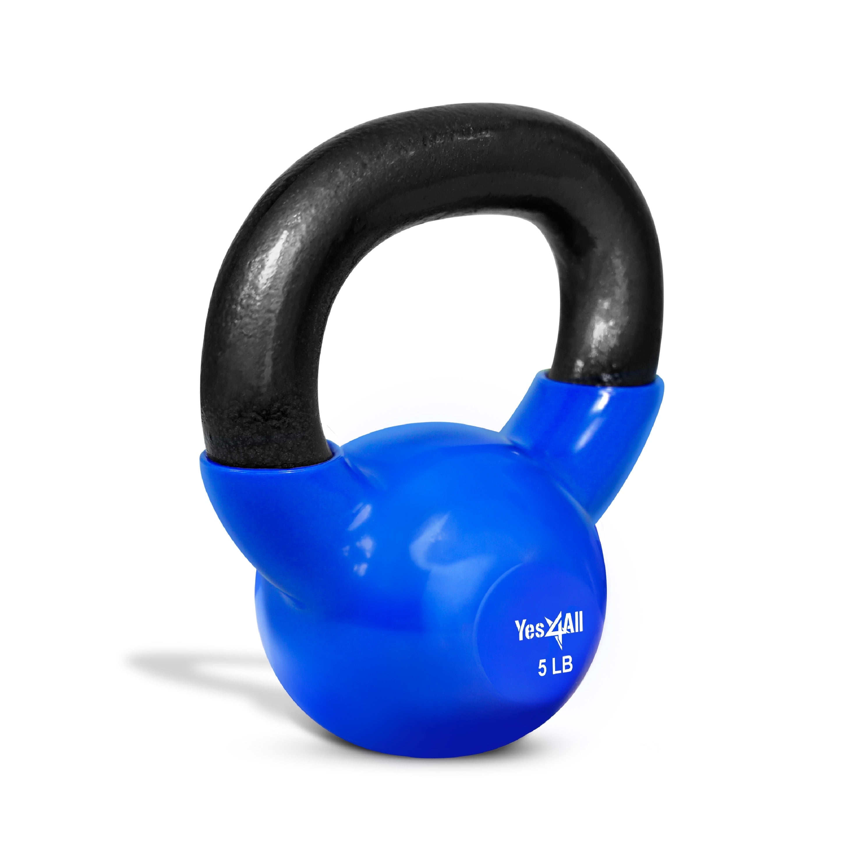 Yes4All 5lb Vinyl Coated Cast Iron Kettlebells for Full Body Workouts ...