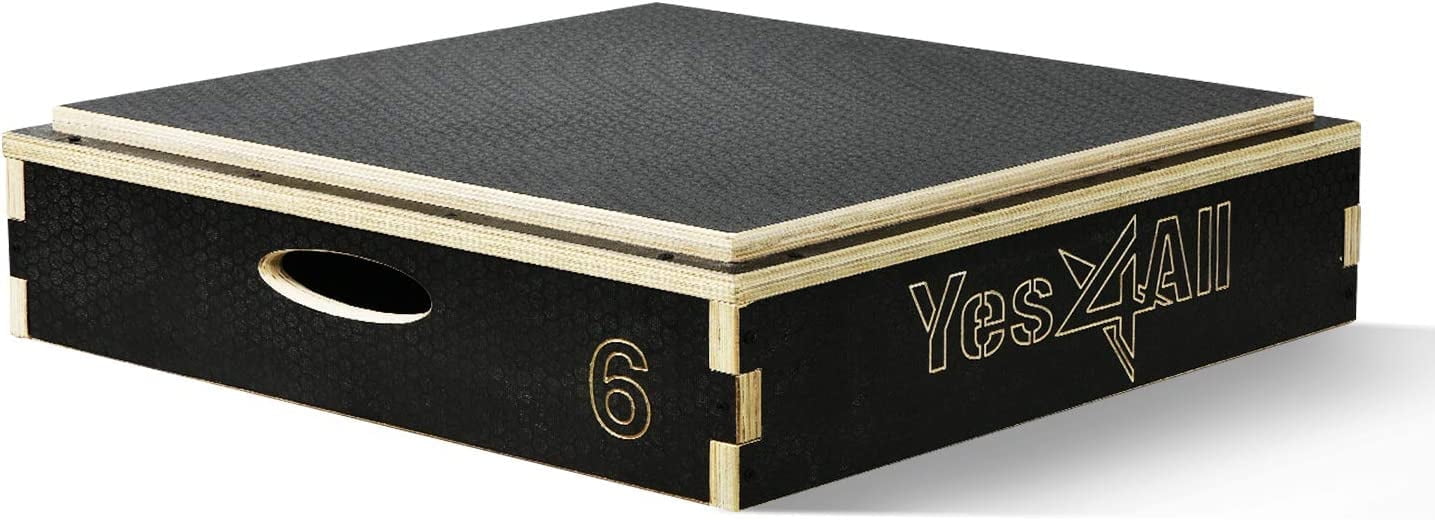 Yes4All 6 in Stackable Wooden Plyo Box, with Anti-Slip Surface for Home ...