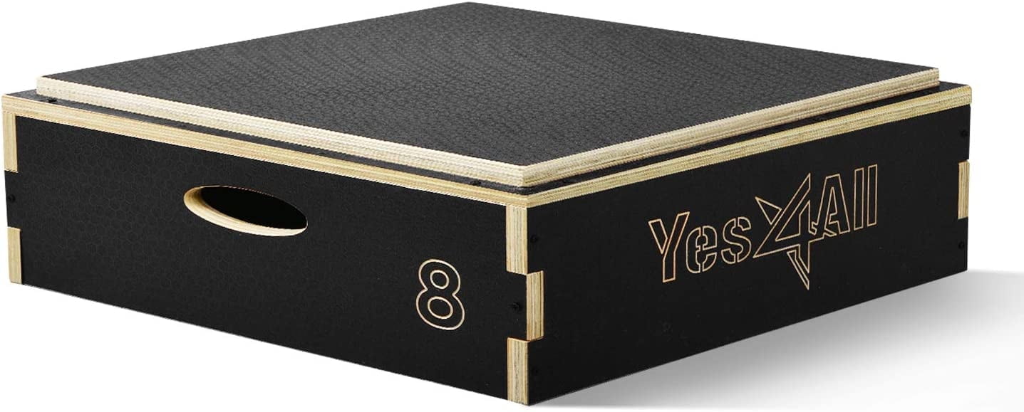 Yes4All 8 in Stackable Wooden Plyo Box, with Anti-Slip Surface for Home Gym, Black - Walmart.com