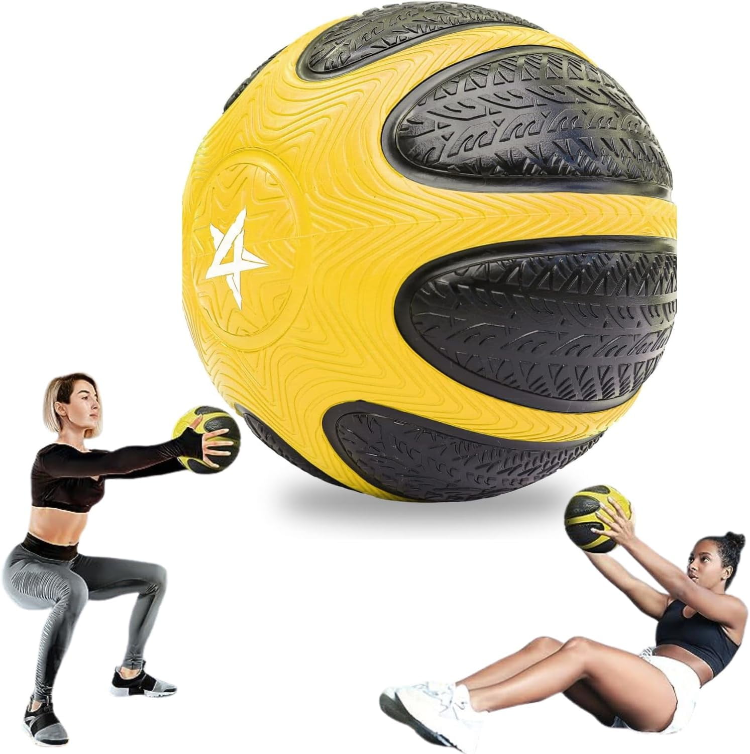 Yes4All 8lbs Medicine Ball with Dual Texture Grip - Yellow - Walmart.com