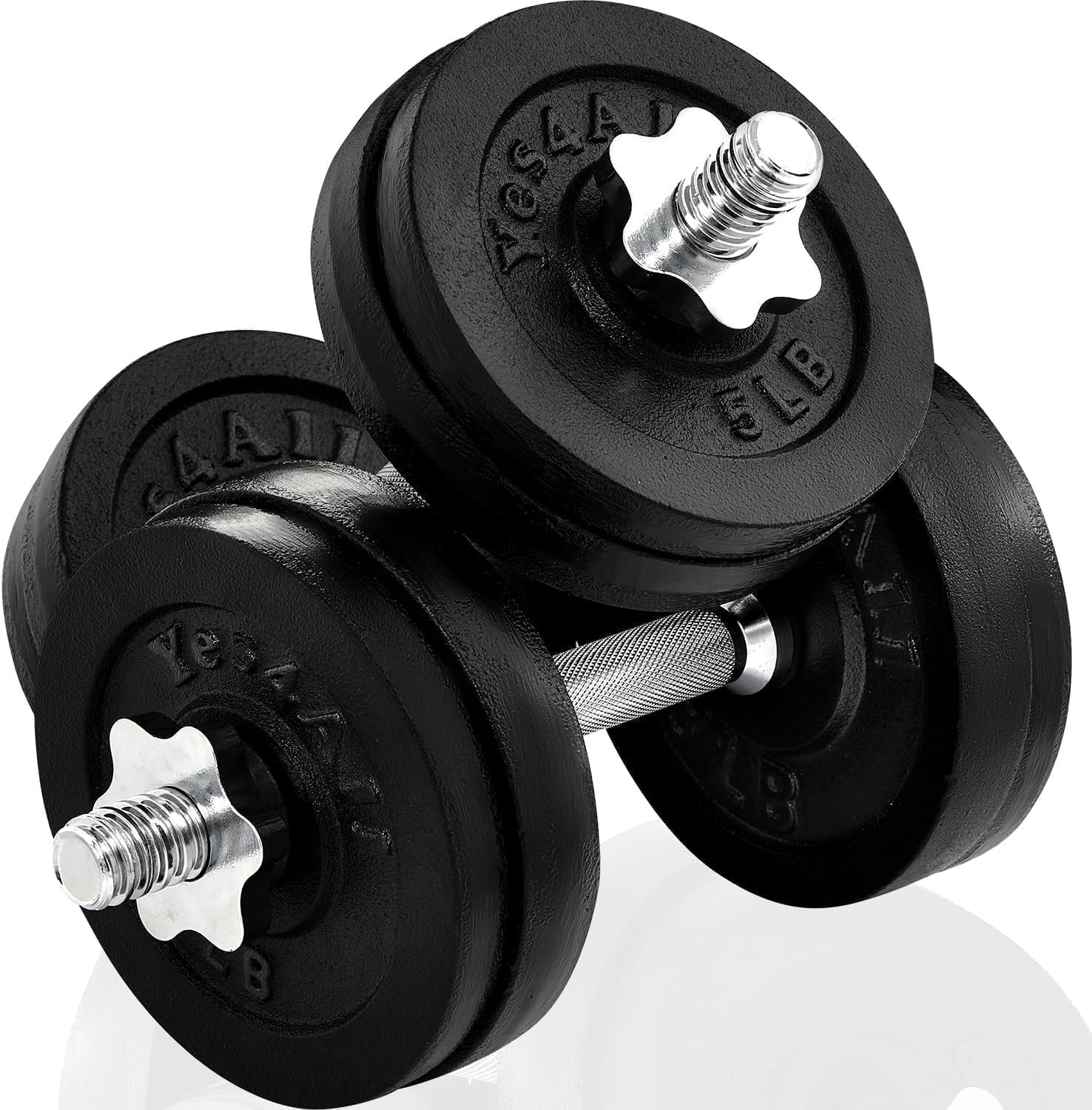 Yes4All Adjustable Dumbbell Set with Weight Plates, Star Lock Collars ...