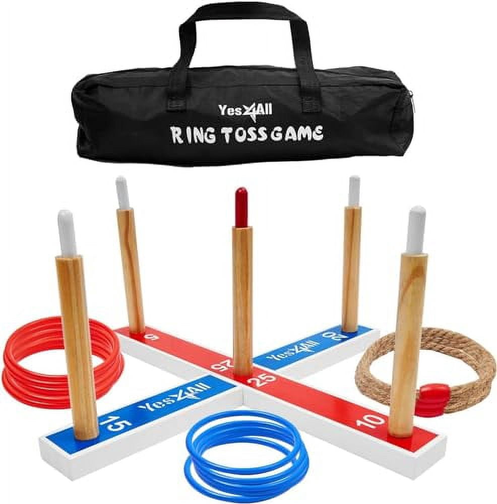 Yes4All Backyard Ring Toss Game - Indoor/Outdoor Wooden Yard Games with ...