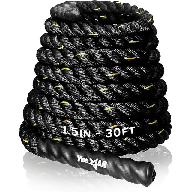 Yes4All Battle Rope 1.5/2 Inch Diameter Poly Dacron 30, 40, 50 Ft ...