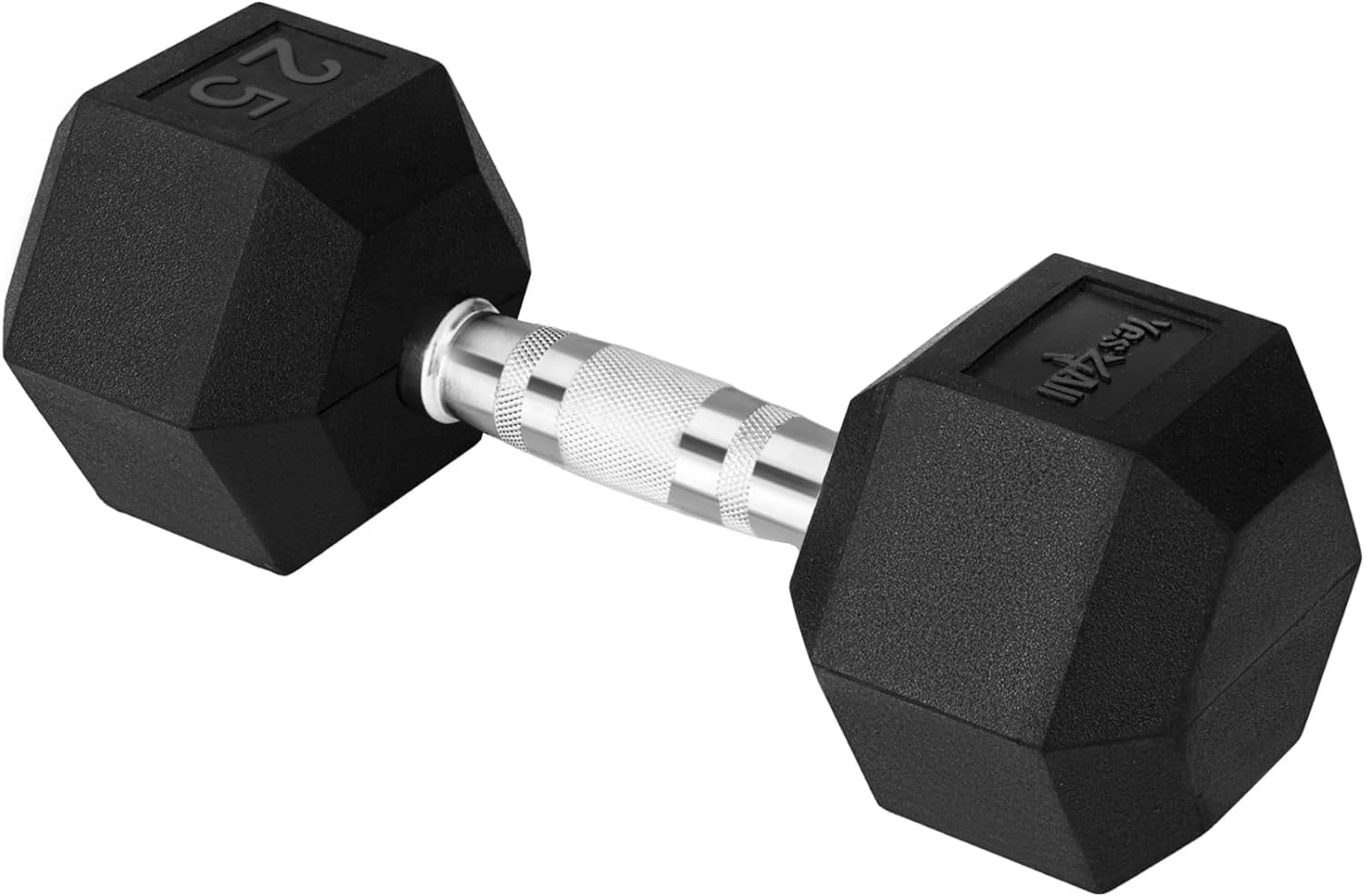 Yes4All 25 LBS Chrome Grip Encased Hex Dumbbells – Durable Hand Weights ...