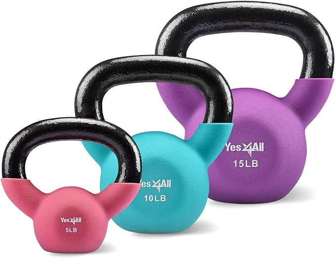 Yes4All Combo 3 Yes4All Neoprene Coated Strength Training Kettlebells ...