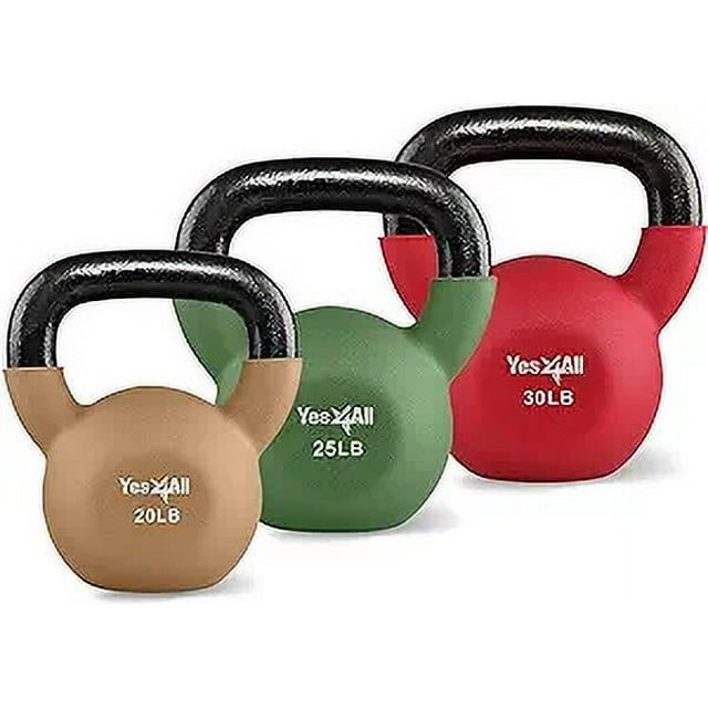 Yes4All Combo Yes4All Neoprene Coated Strength Training Kettlebells Color Weights 20 + 25 ...