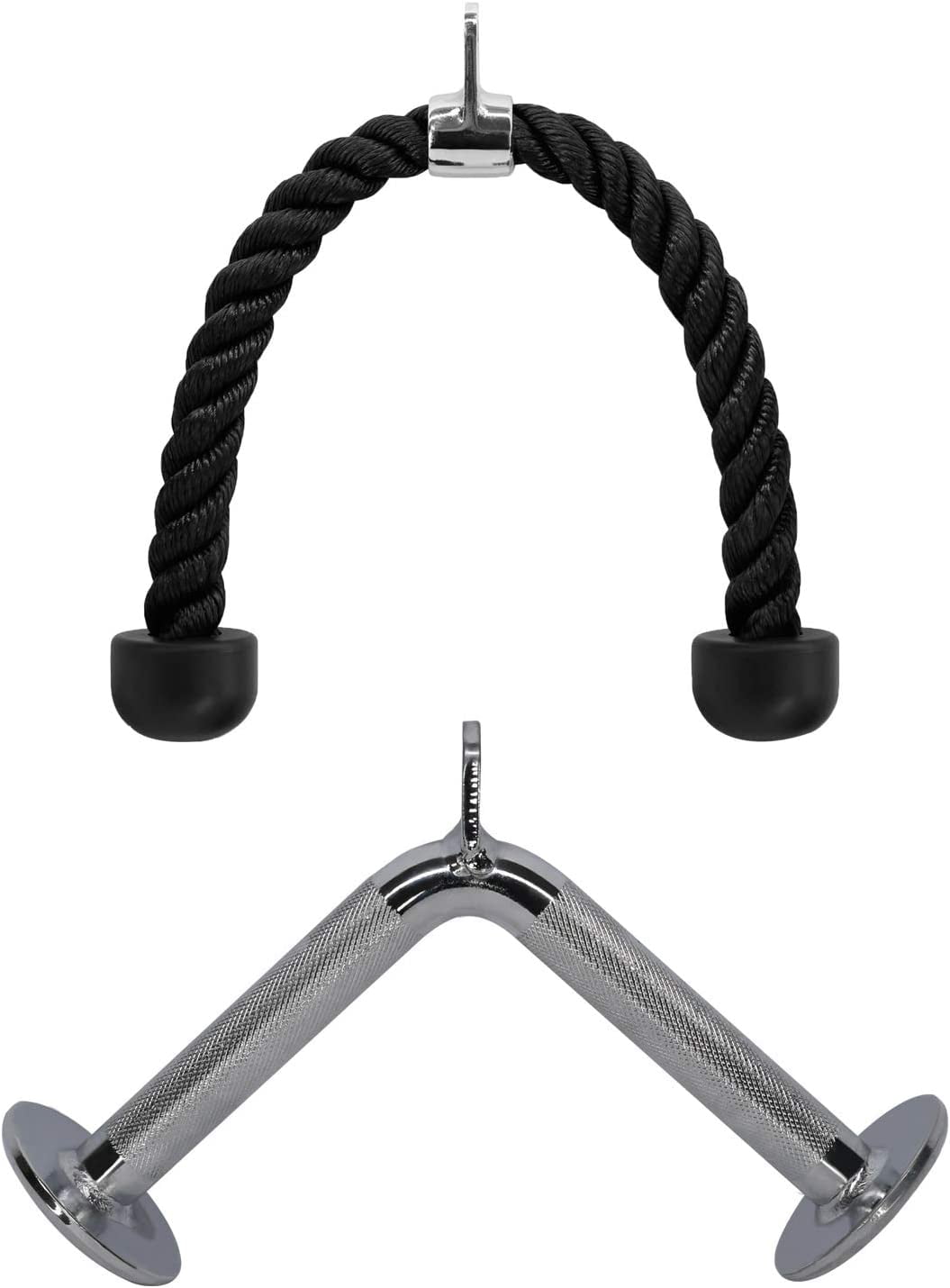 Yes4All Deluxe Tricep Pull Down Rope + V-shaped Bar Cable Attachment Combo - Walmart.com
