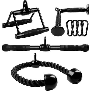 Gymax Cable Machine Attachment Set V-Shaped Press Down Bar, Tricep Rope ...