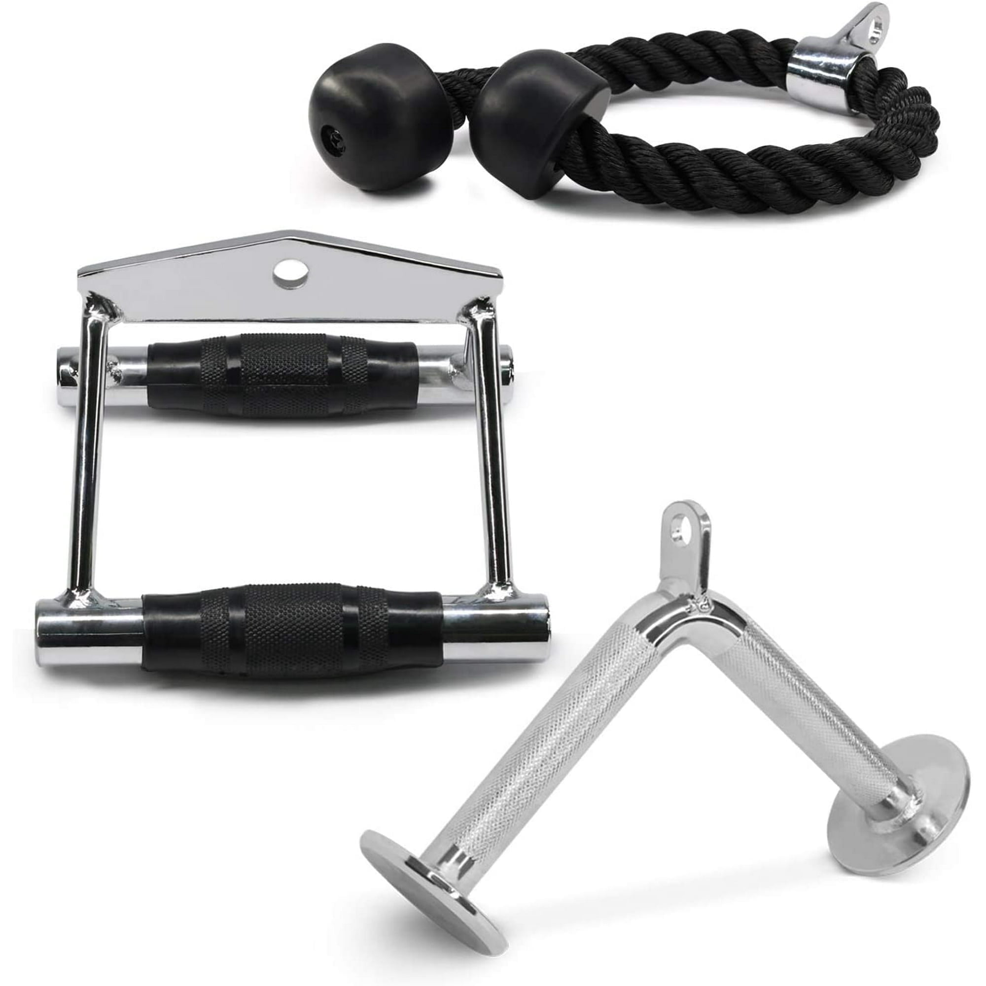 Yes4All Double D Handle + Tricep Rope + V-shaped Bar Cable Attachment Combo - Walmart.com