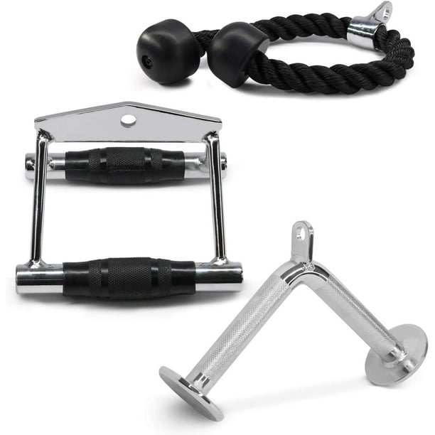 Yes4All Double D Handle + Tricep Rope + V-shaped Bar Cable Attachment ...