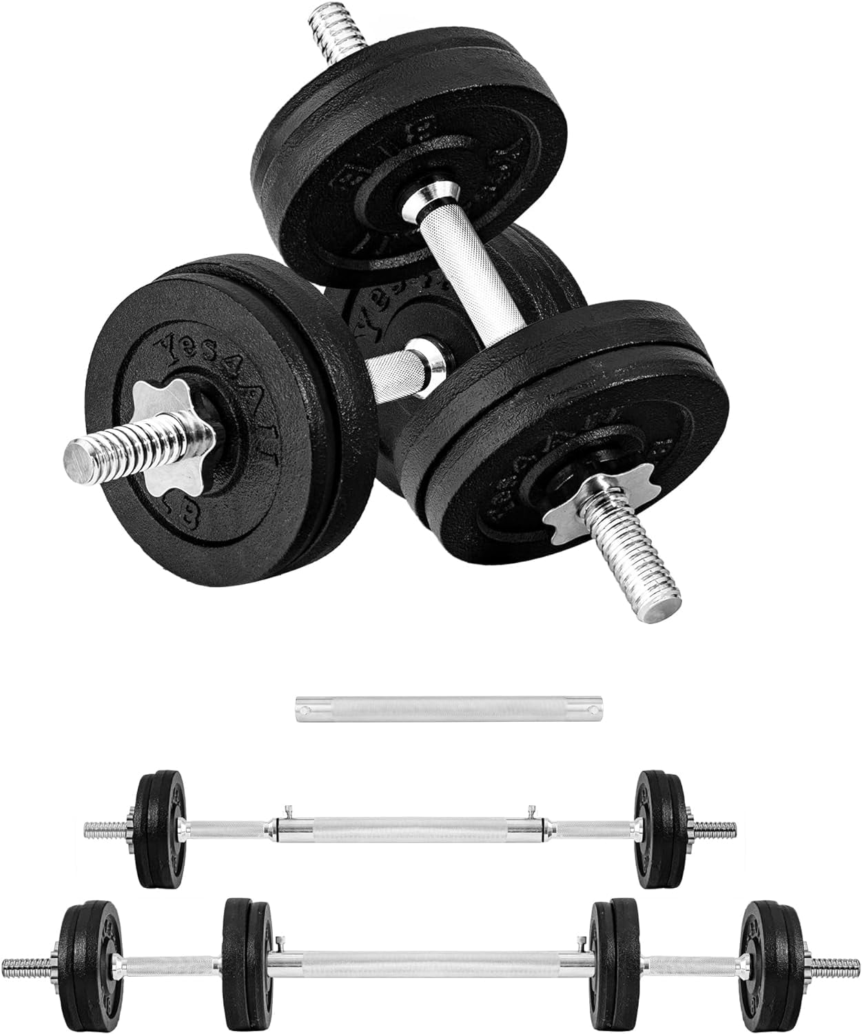 Yes4All Adjustable Dumbbell Set with Weight Plates, Star Lock Collars ...