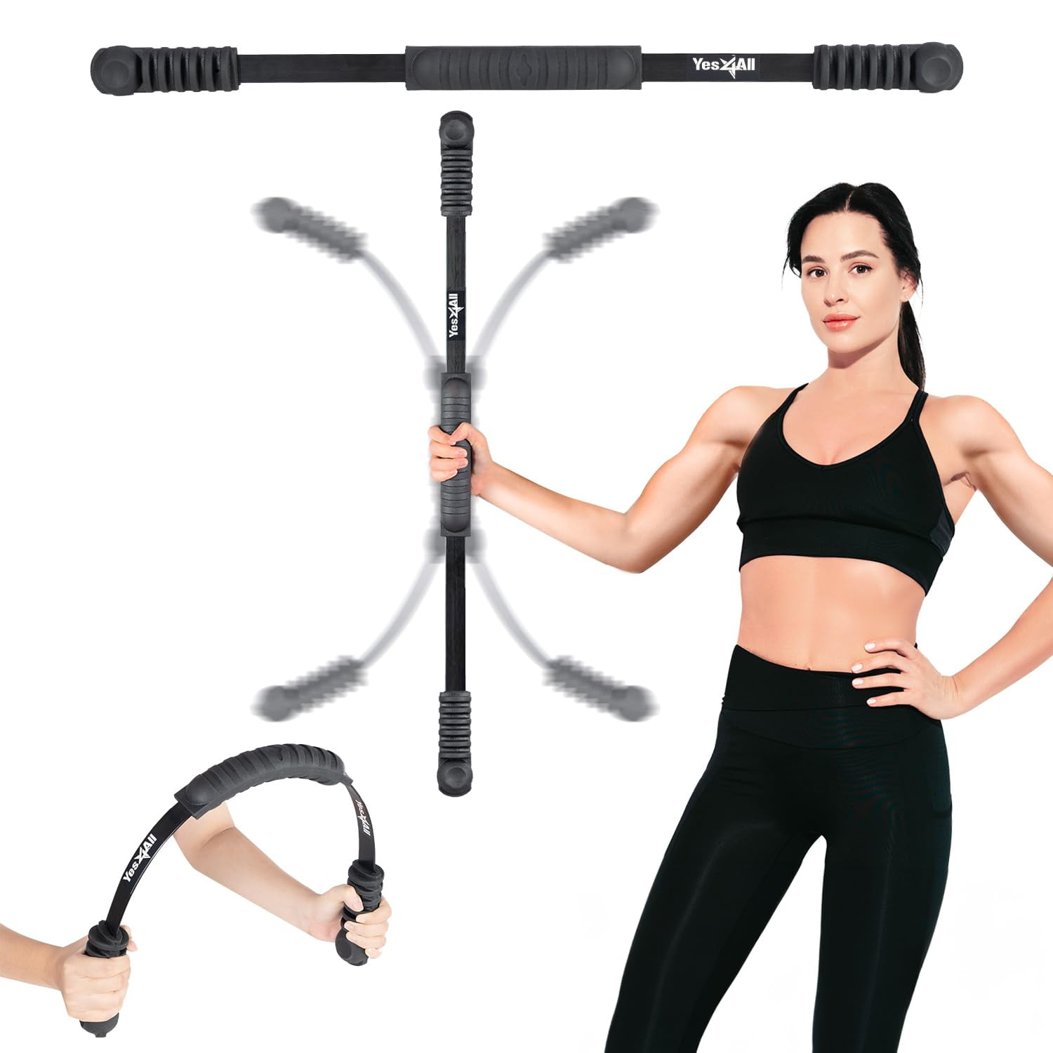 Yes4All Elastic Fitness Exercise Bar, Shake Weight, Body Physical ...